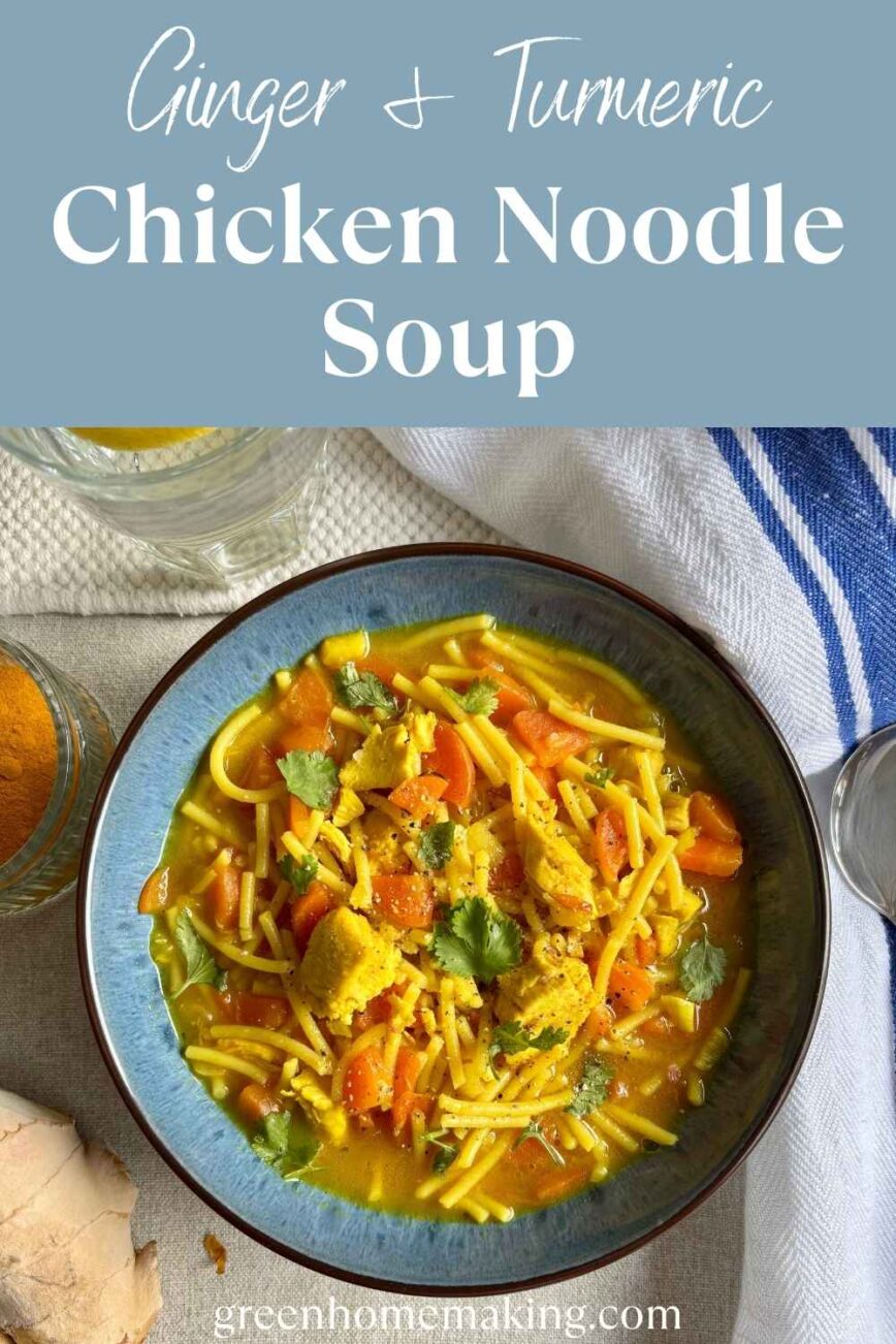 Ginger & Turmeric Chicken Noodle Soup - Green Homemaking